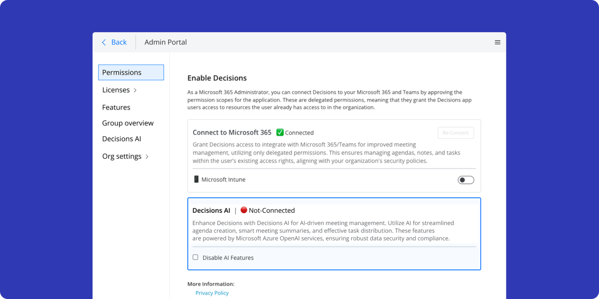 Setting up Decisions AI from Decisions