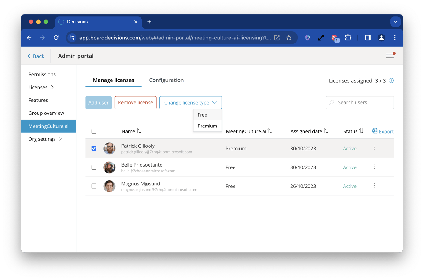 Assigning Premium AI license