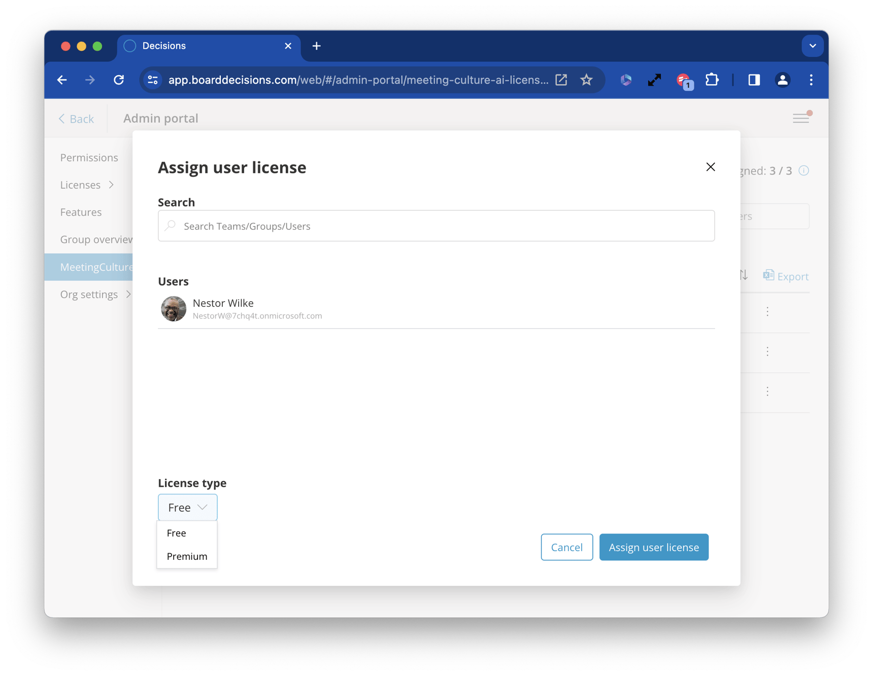 Assigning Premium AI license