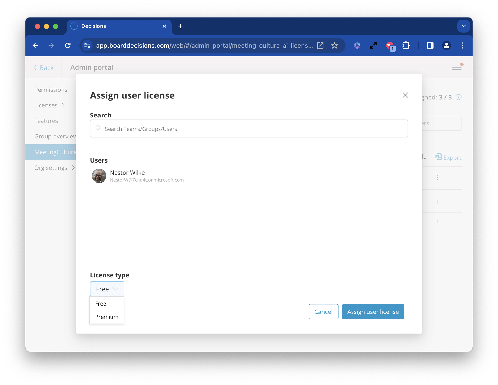 Assigning Premium AI license