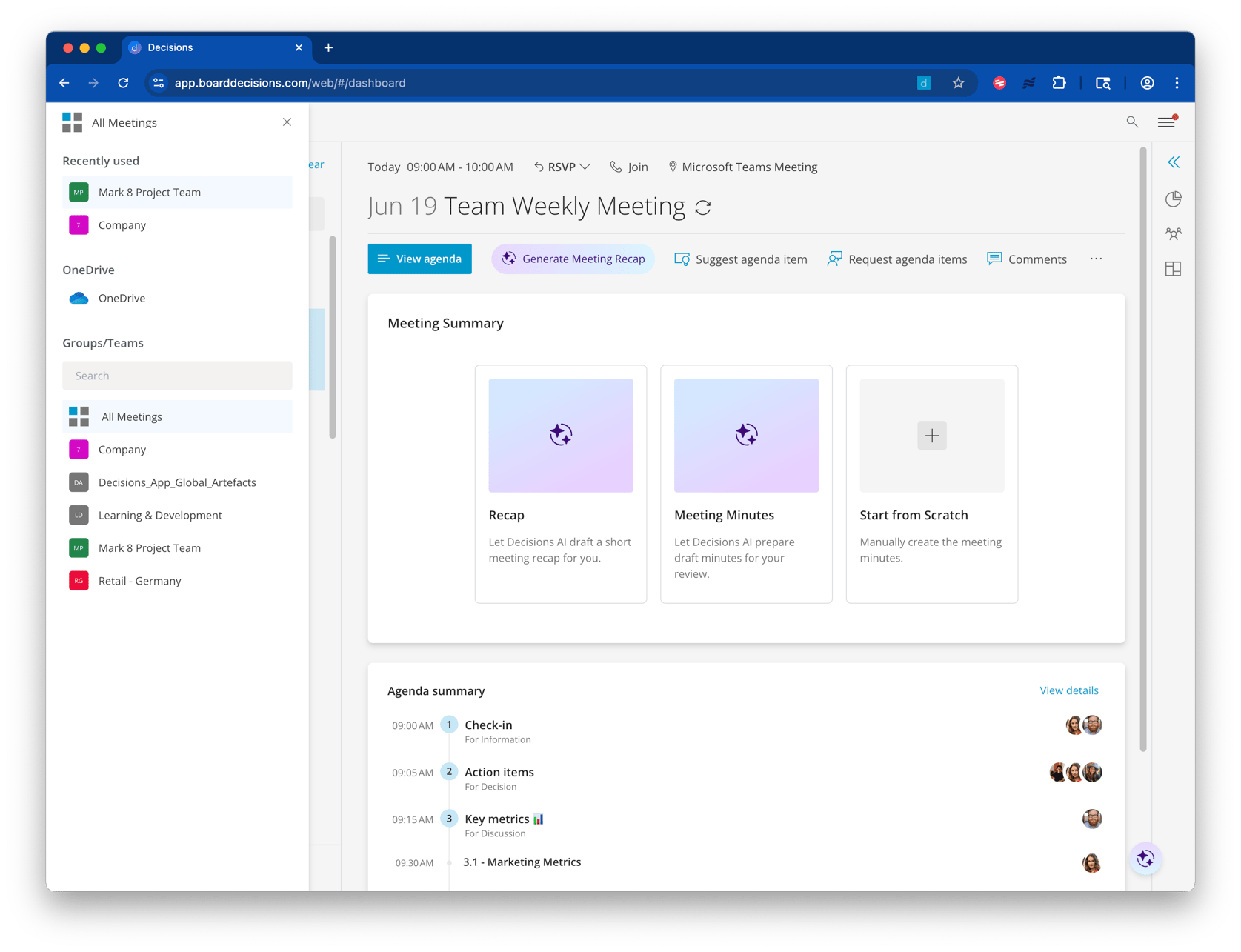Change planner storage location for tasks, decisions or meeting planner ...