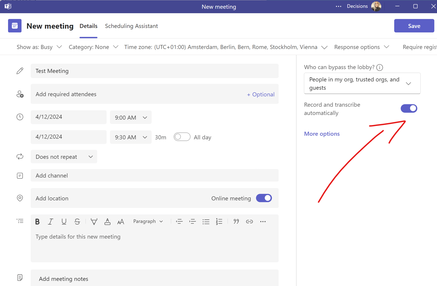 How to Turn on Automatic Recording and Transcription for Teams Meetings