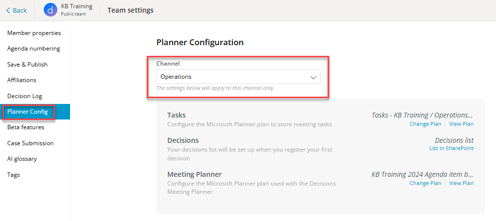 Change planner storage location for tasks or the Meeting Planner backlog