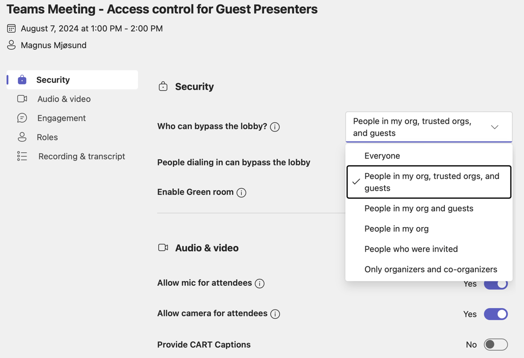 Guest Presenter - How to manage access to meeting link, meeting chat ...
