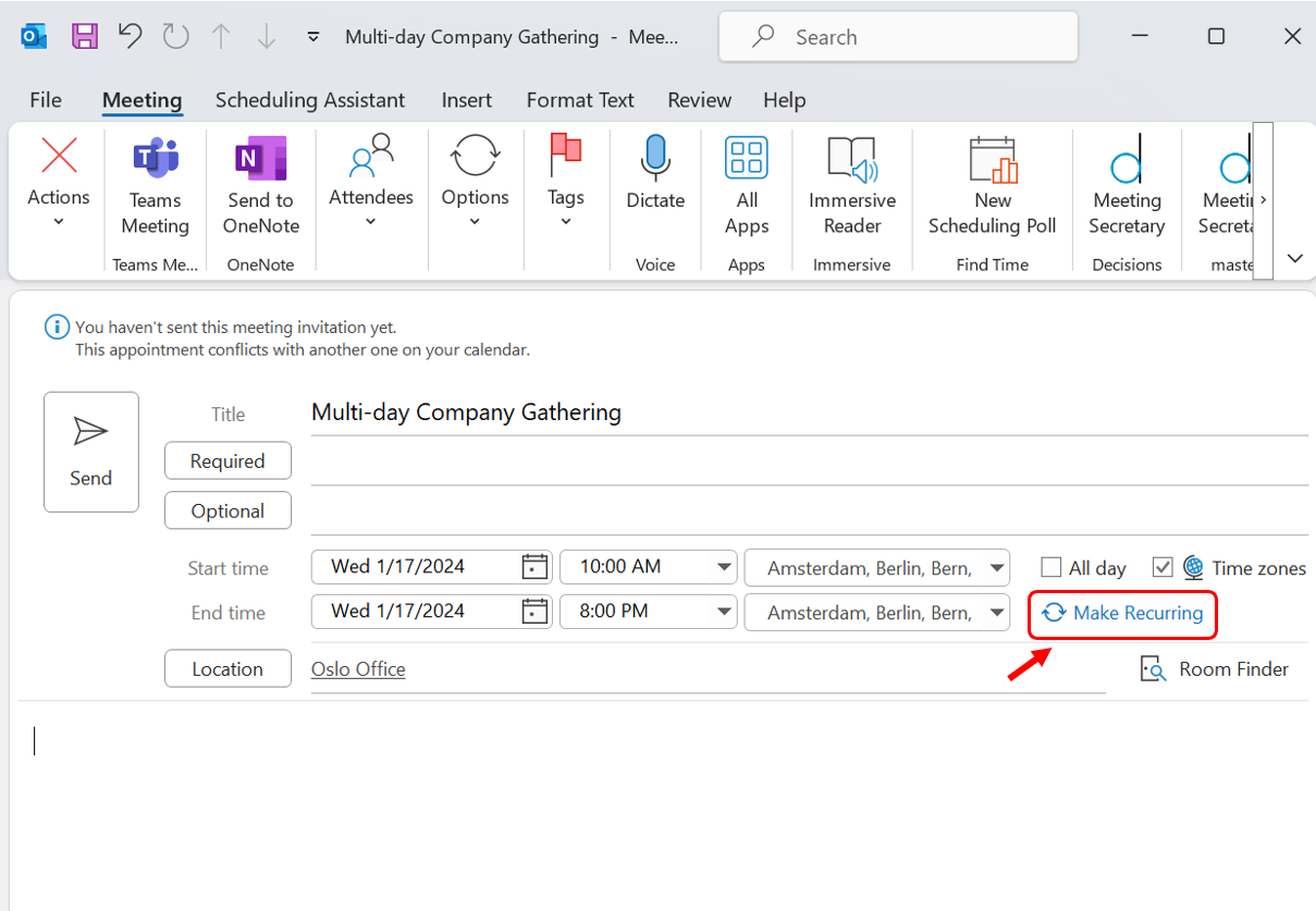 How to set up multi-day meetings in Decisions | Outlook