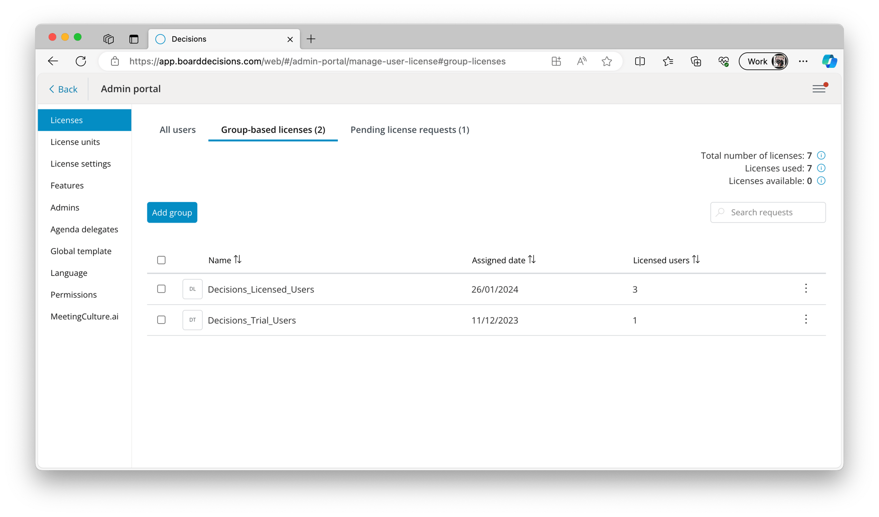 Group-based licenses