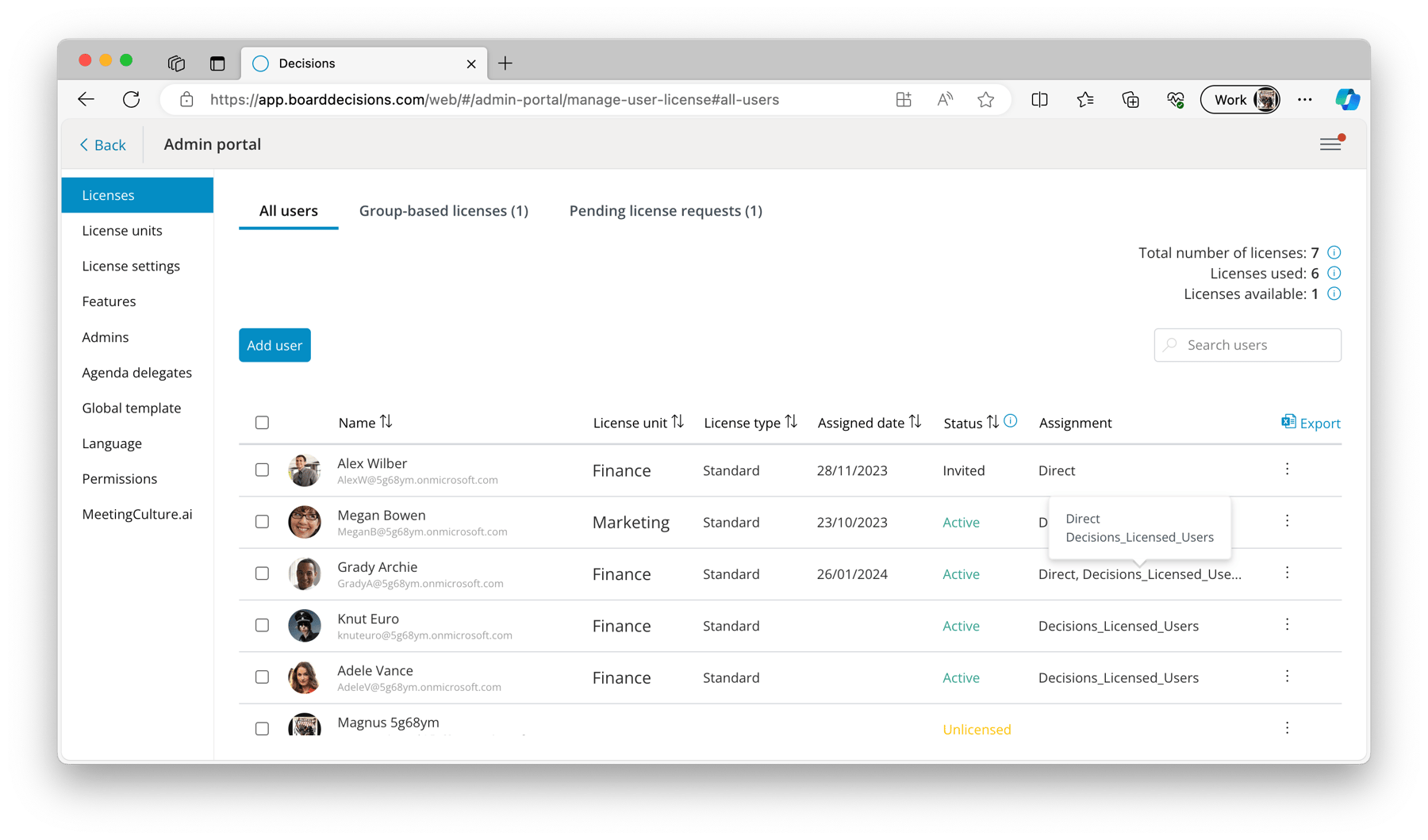 Group-based licenses