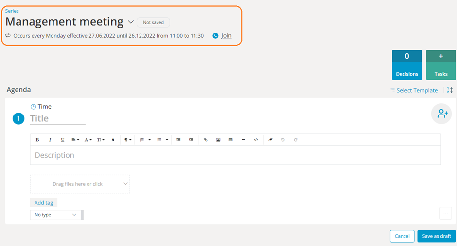 Create Standing Agendas for Meeting Series (Recurring Meetings)