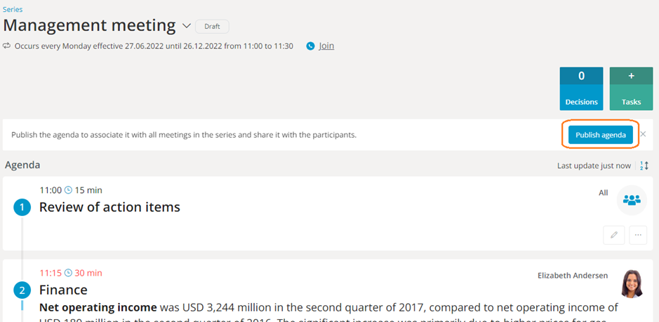 Create Standing Agendas for Meeting Series (Recurring Meetings)