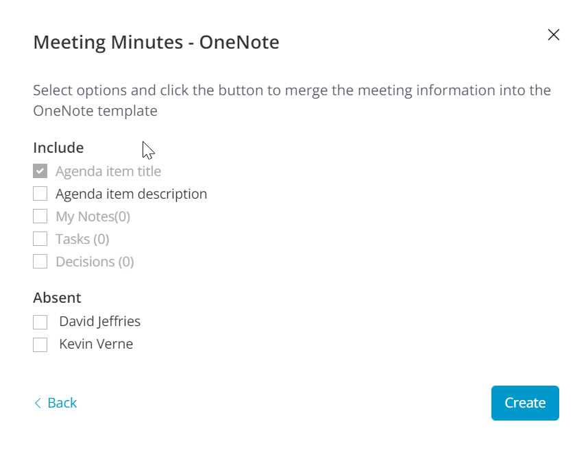 Create meeting minutes in OneNote