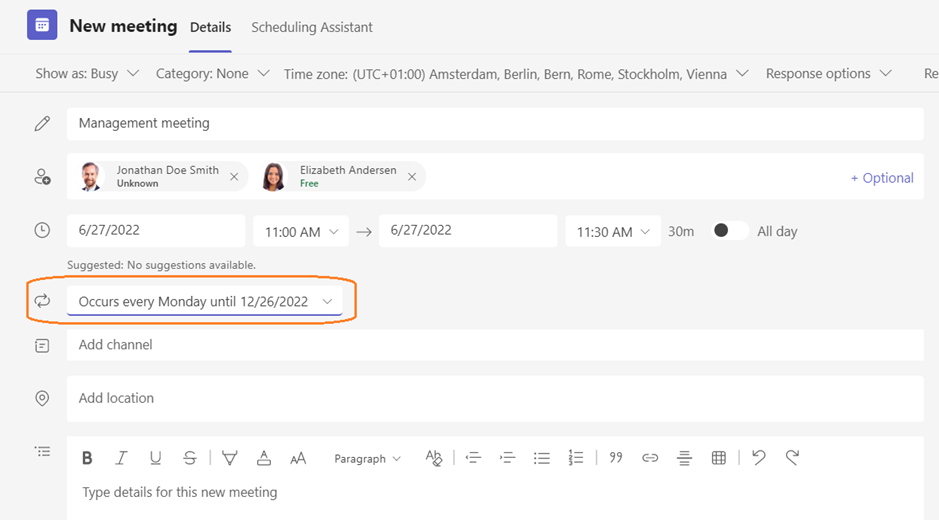 Create Standing Agendas for Meeting Series (Recurring Meetings)
