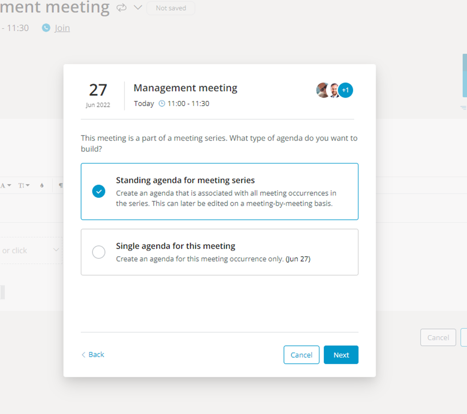 Create Standing Agendas for Meeting Series (Recurring Meetings)