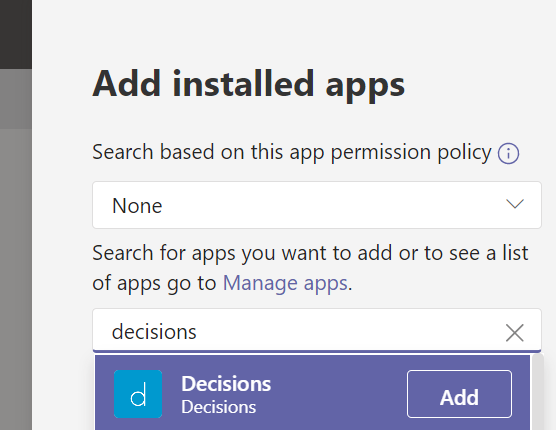 How to distribute the Decisions Teams app